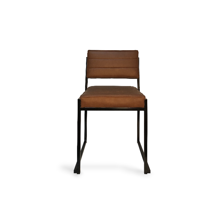 Staal Chair Brown huren – Industriële stoel met bruine zitting | Broers ...